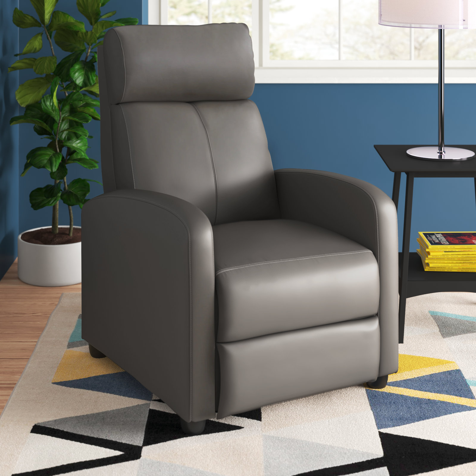 Wade Logan Berush 27" Wide Faux Leather Manual Home Theater Recliner ...