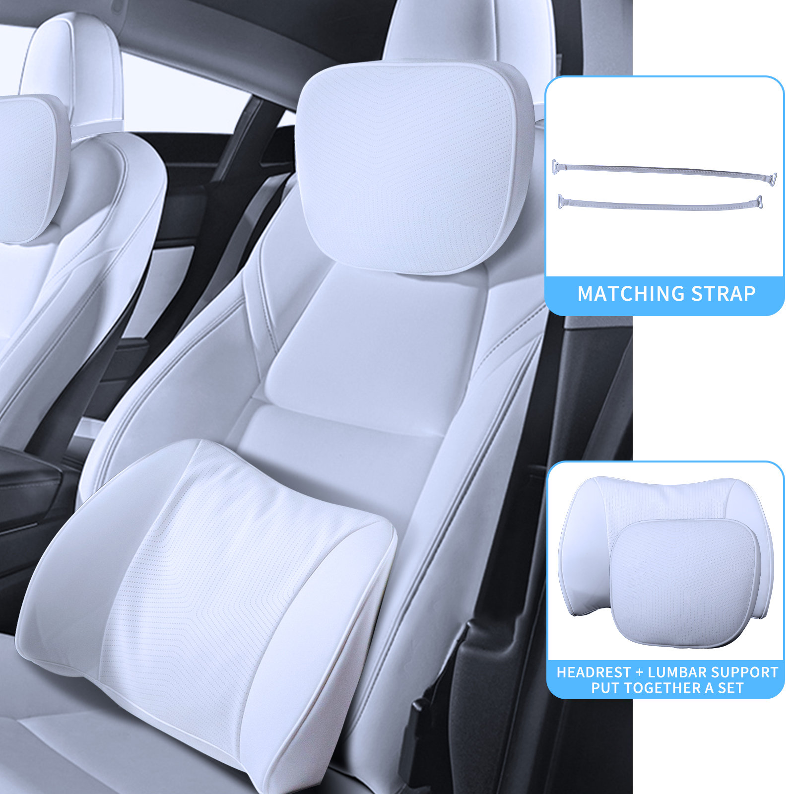 ARMIJU 2 Pack Automotive Headrest and Lumbar Support Pillow for Tesla ...