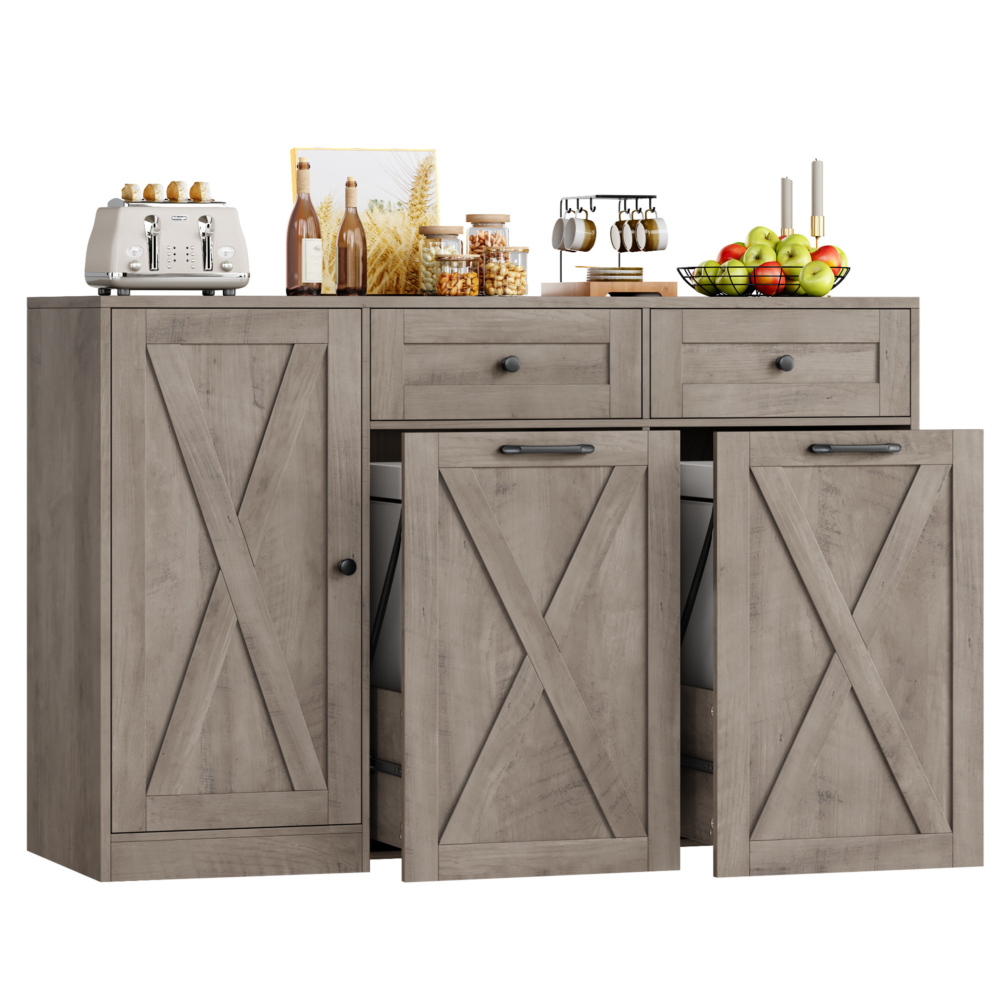 HOMECHO Tilt Out Trash Cabinet, Free Standing Kitchen Storage Cabinet ...