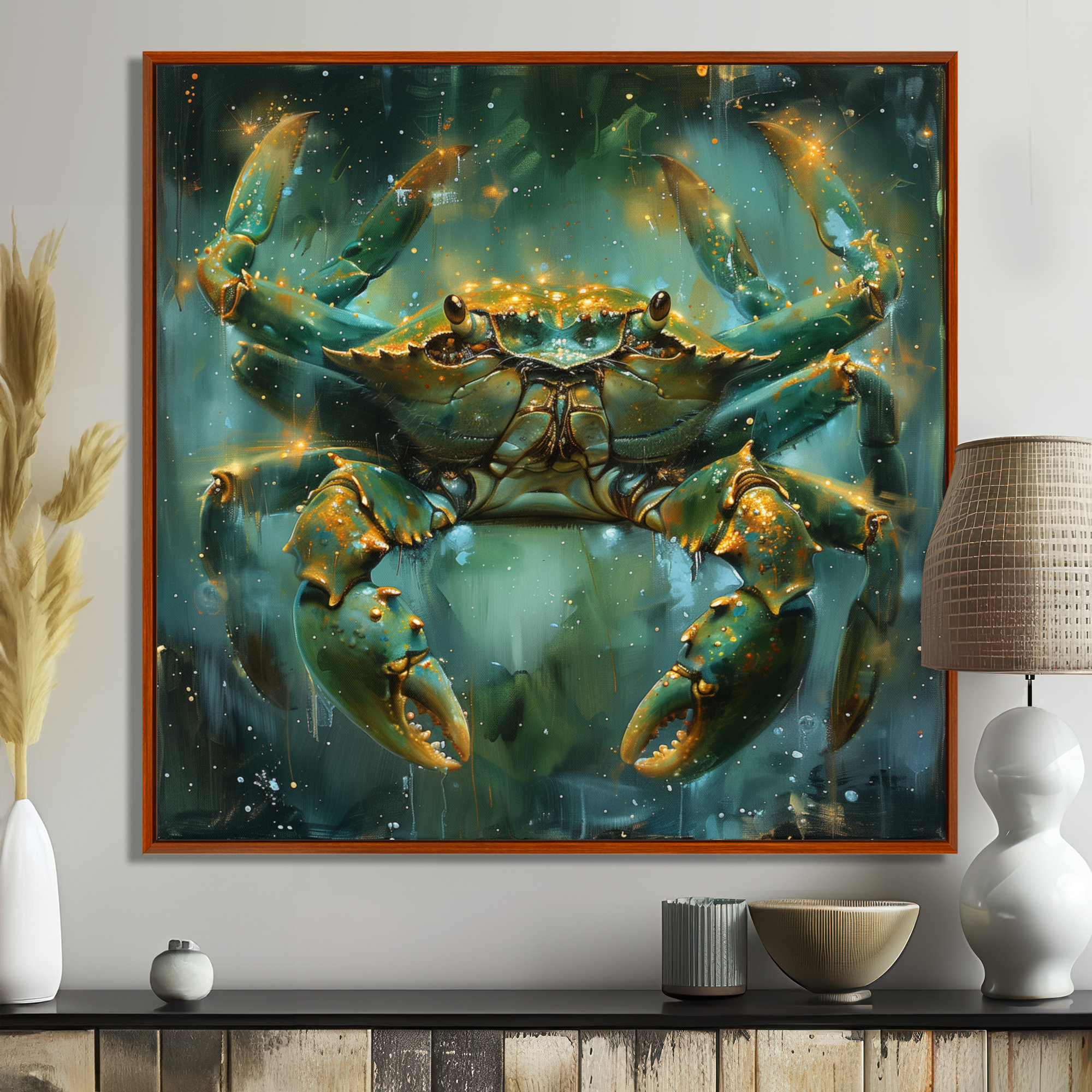 Design Art Green Yellow Cosmic Cancer - Astronomy Cancer Wall Decor ...