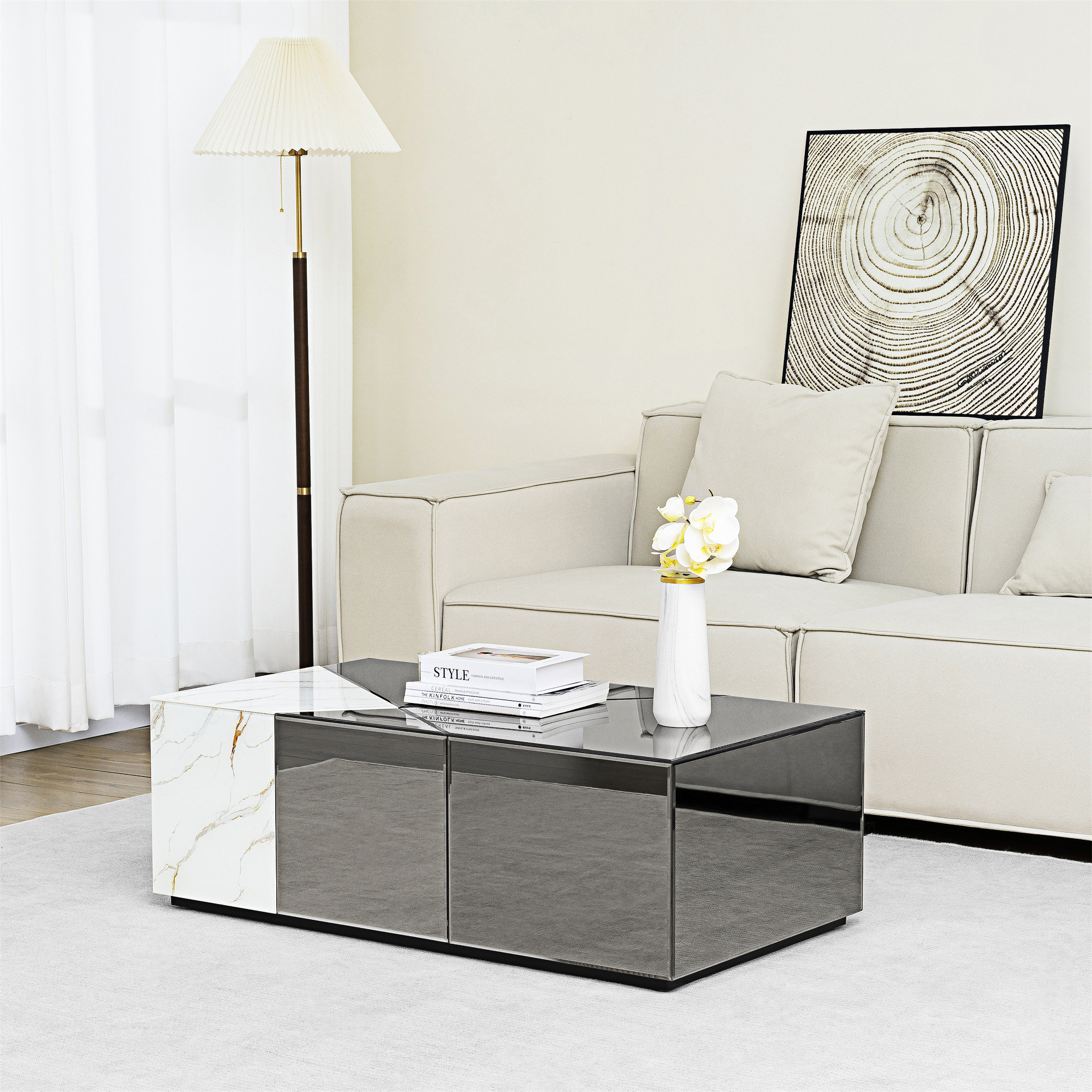 Mercer41 39.37''W Mirrored Modern Block Coffee Table | Wayfair