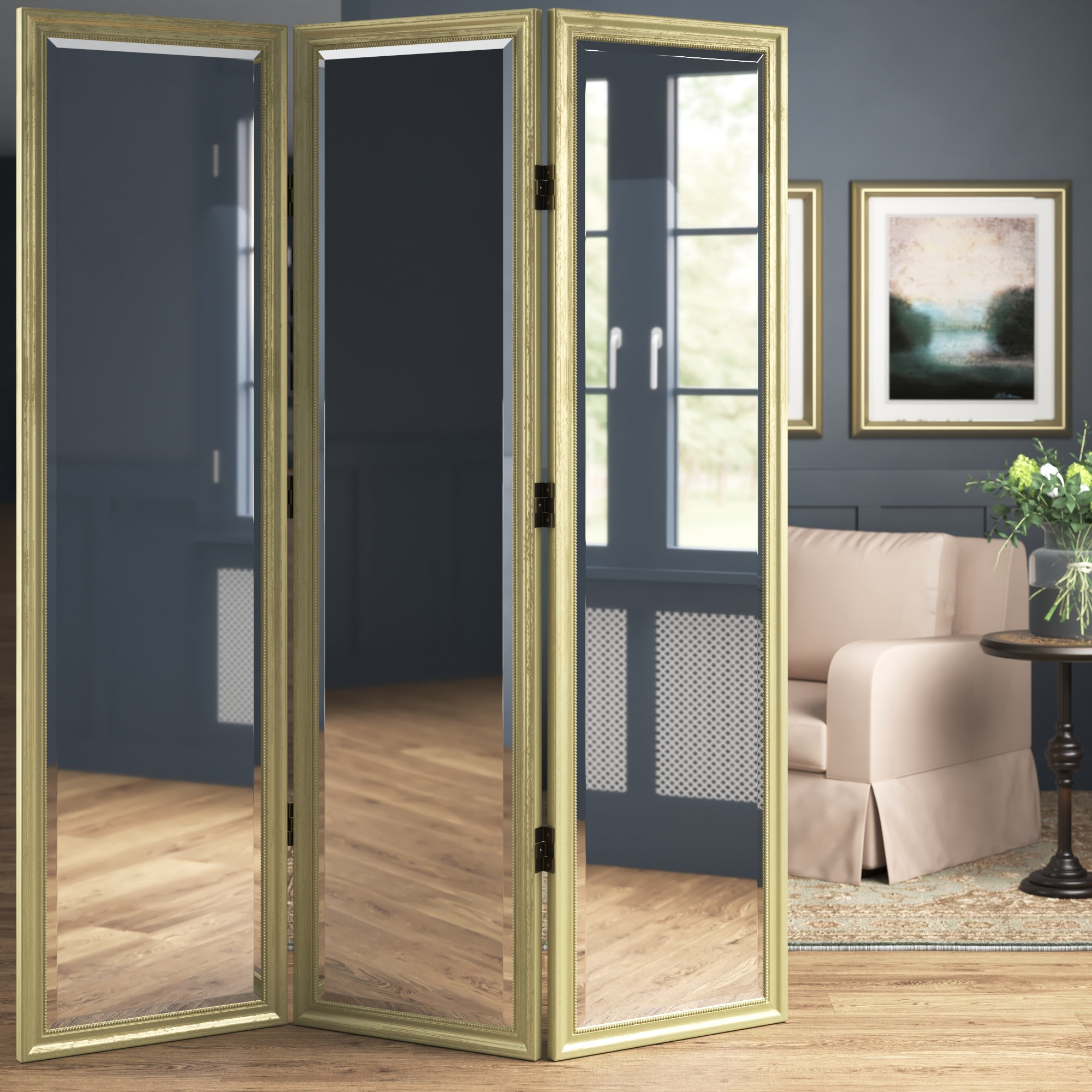 Darby Home Co Reggie 60" W x 72" H 3 - Panel Folding Full-size Floor ...