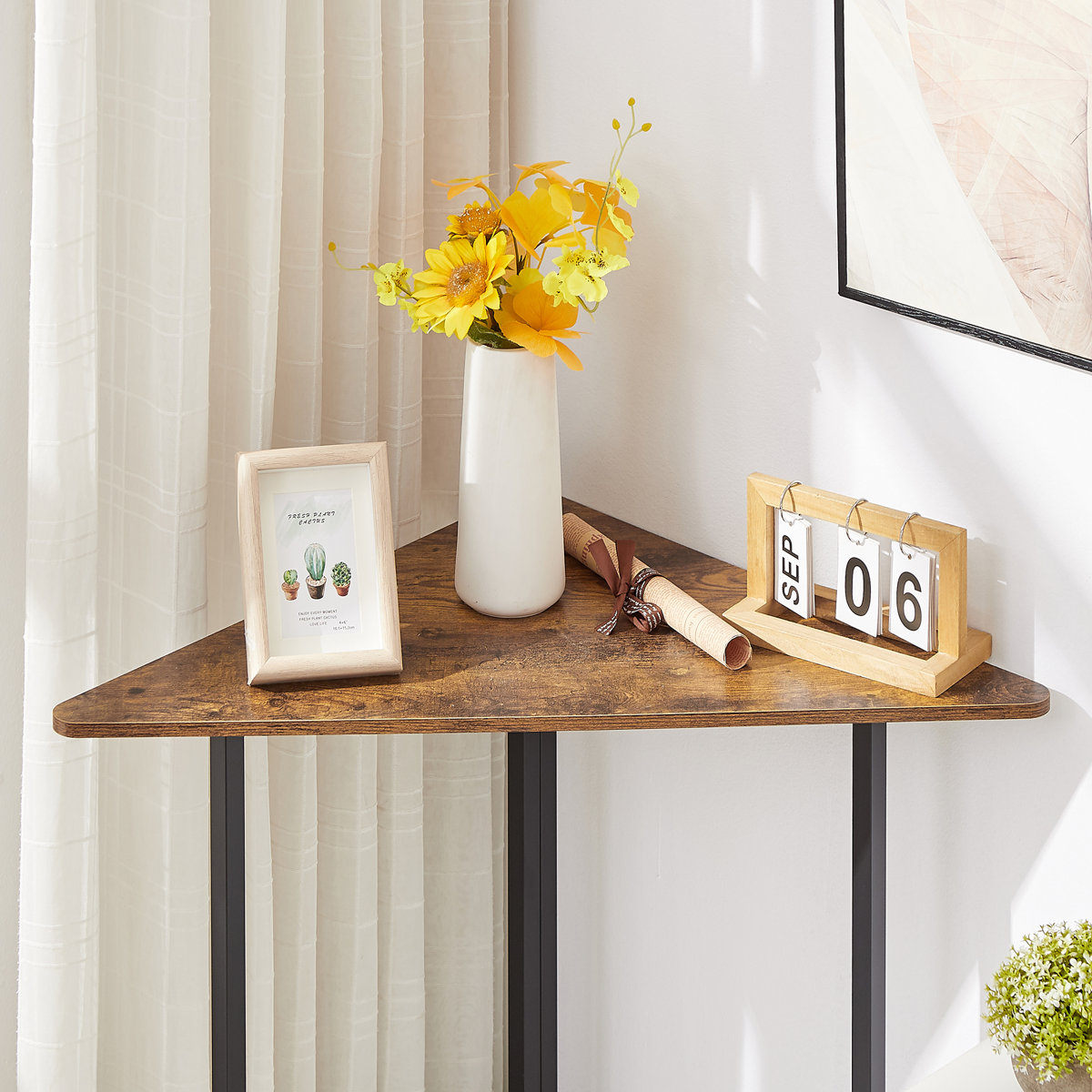 17 Stories Anari 25.59'' Tall Metal Frame Side End Table Small Desk ...