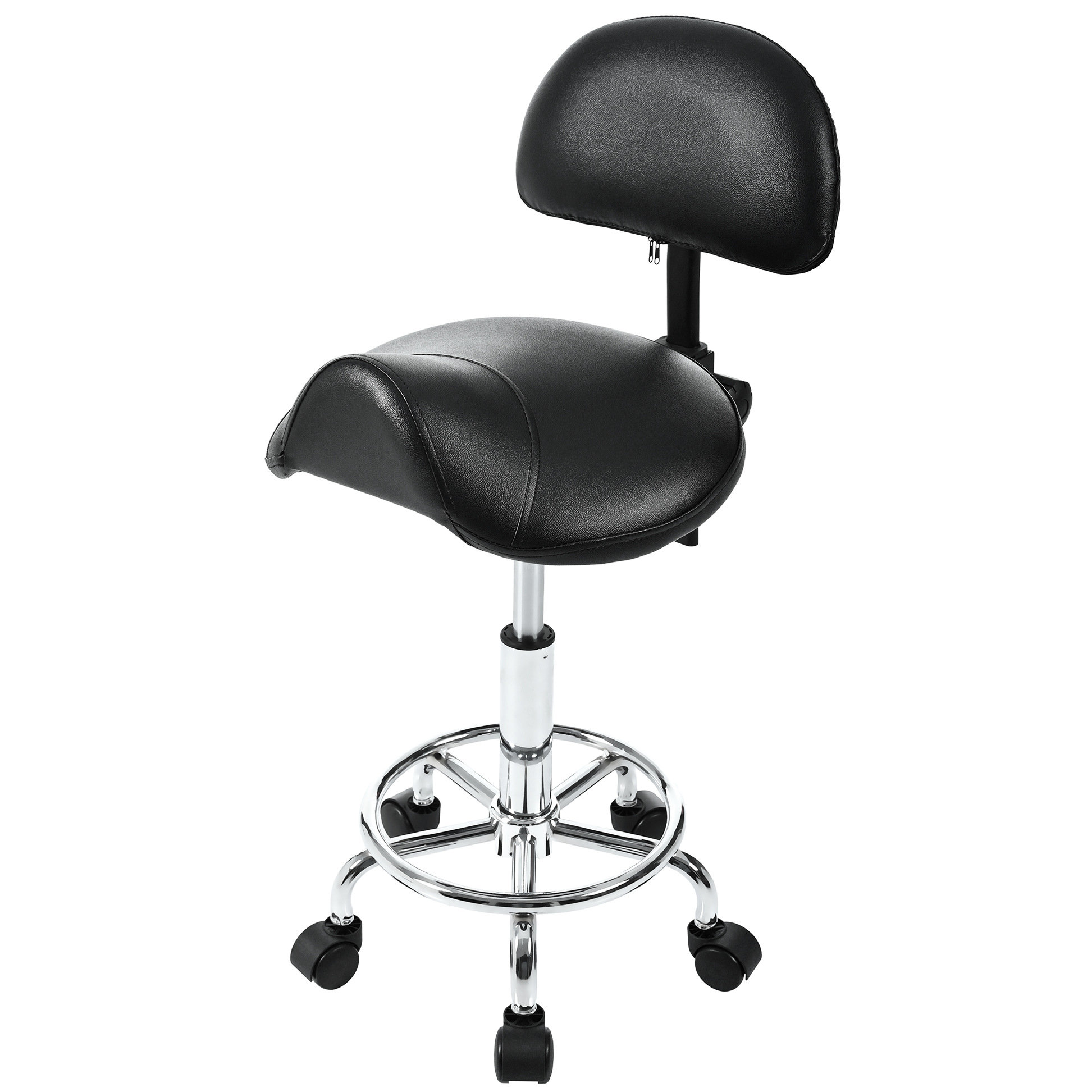 Wrought Studio™ Ergonomic Rolling Saddle Stool With And Foot Rest Ring ...