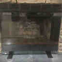 AMS Fireplace Modern Free Standing Clear Glass Fireplace Screen with ...