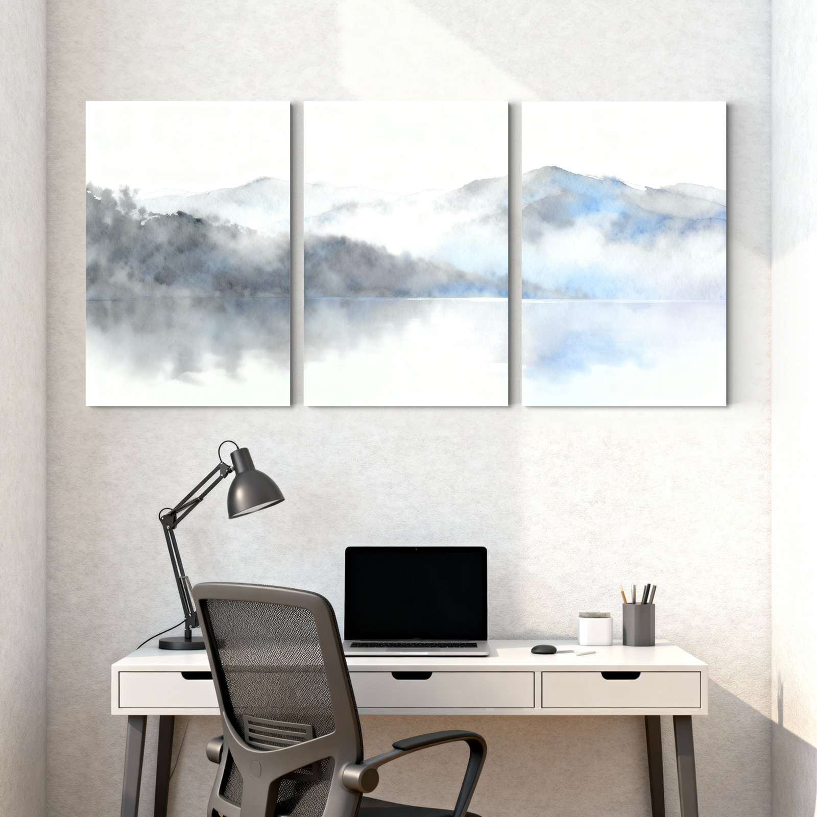 Latitude Run® winter forest Misty Mountains Reflecting In Calm Water ...