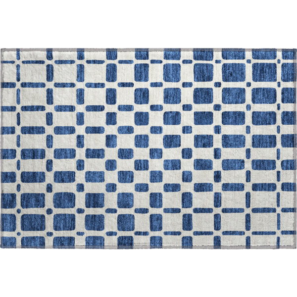 Bungalow Rose Premium Machine Washable Prisco Navy Rug | Wayfair
