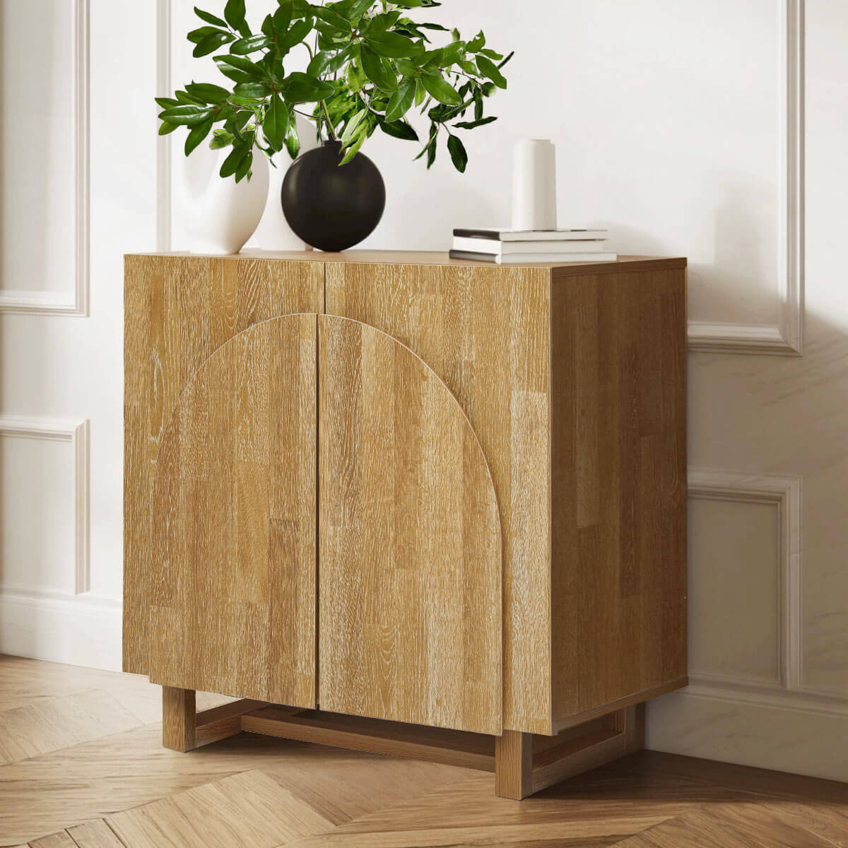 Ebern Designs 2 Door Mid-Century Arched Storage Cabinet | Wayfair