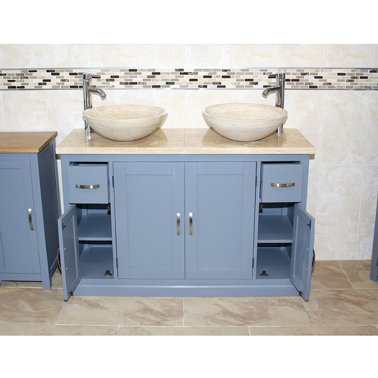 August Grove Solid Beech Ottowa 1230mm Free-standing Double Vanity ...
