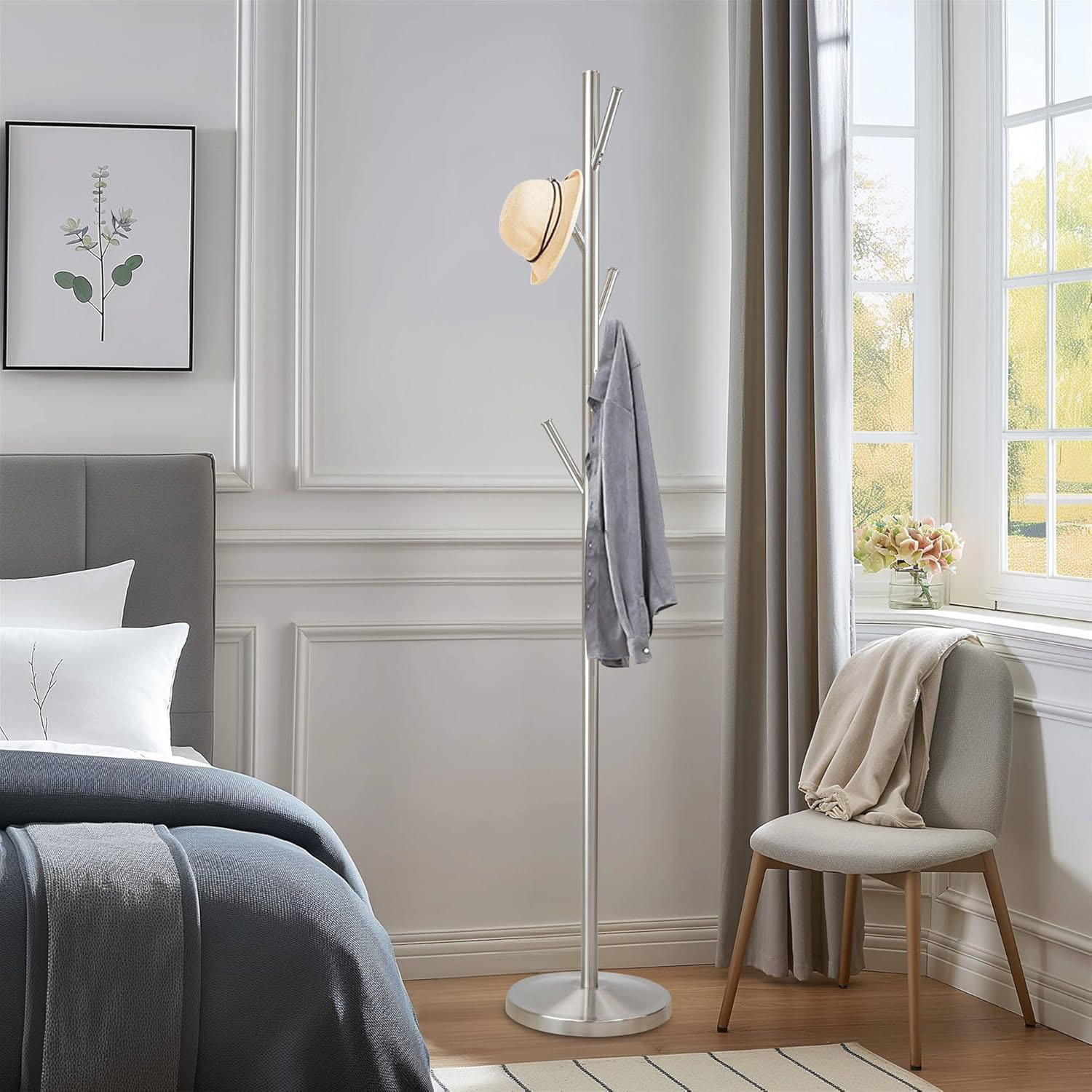 Latitude Run® 68" Modern 6 Hook Free Standing Metal Coat Rack, Weighted ...