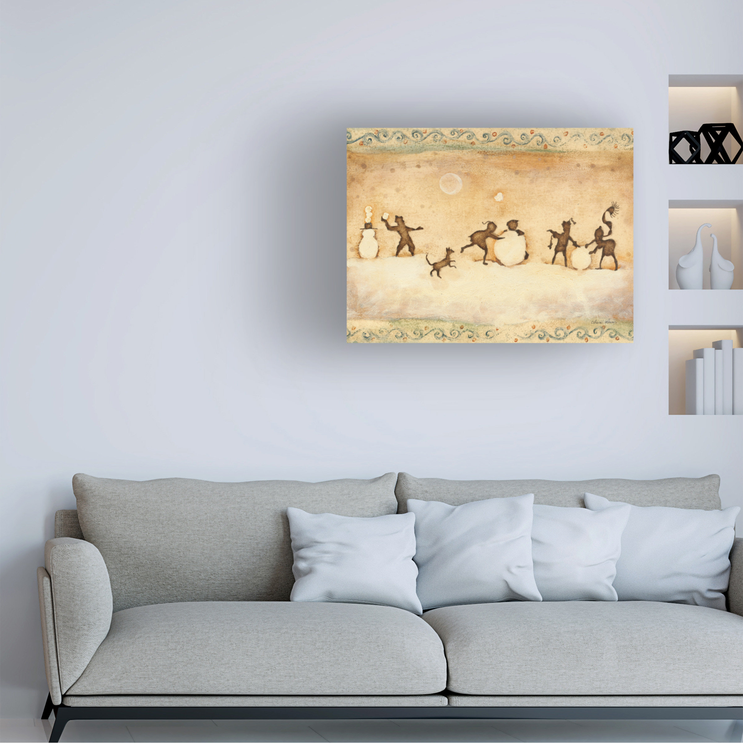 Ebern Designs Bolog Cheri Blum Snowball Fight Canvas Wall Art | Wayfair