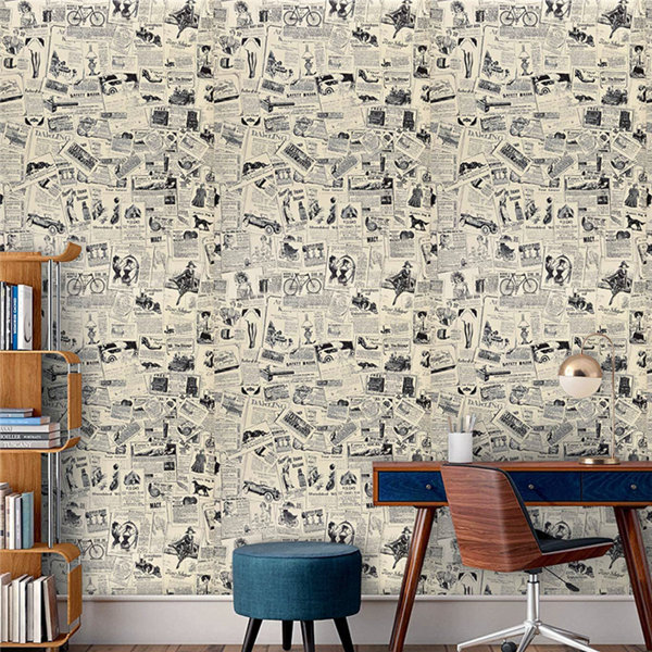Red Barrel Studio® Vintage Newspaper Peel And Stick Wallpaper For Home ...