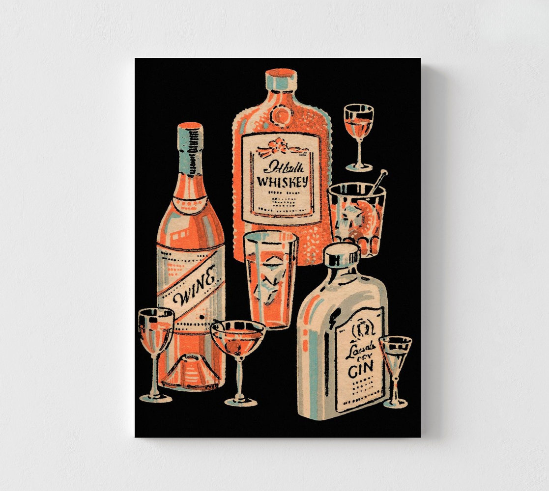 WeFrameArt Liquor Bottles Poster Print, Gin Bottle, Whiskey Wall Art ...