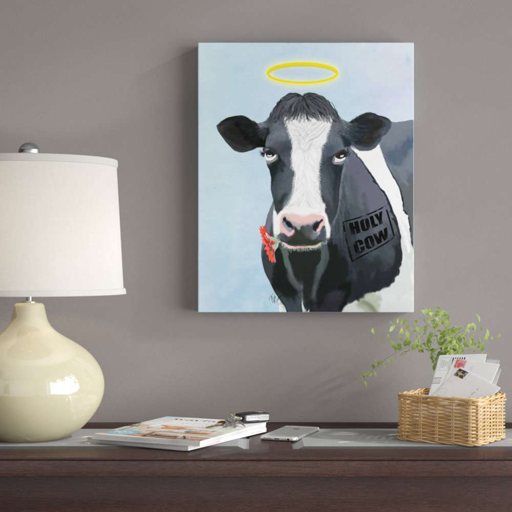 East Urban Home 'Holy Cow' Painting Print on Wrapped Canvas | Wayfair