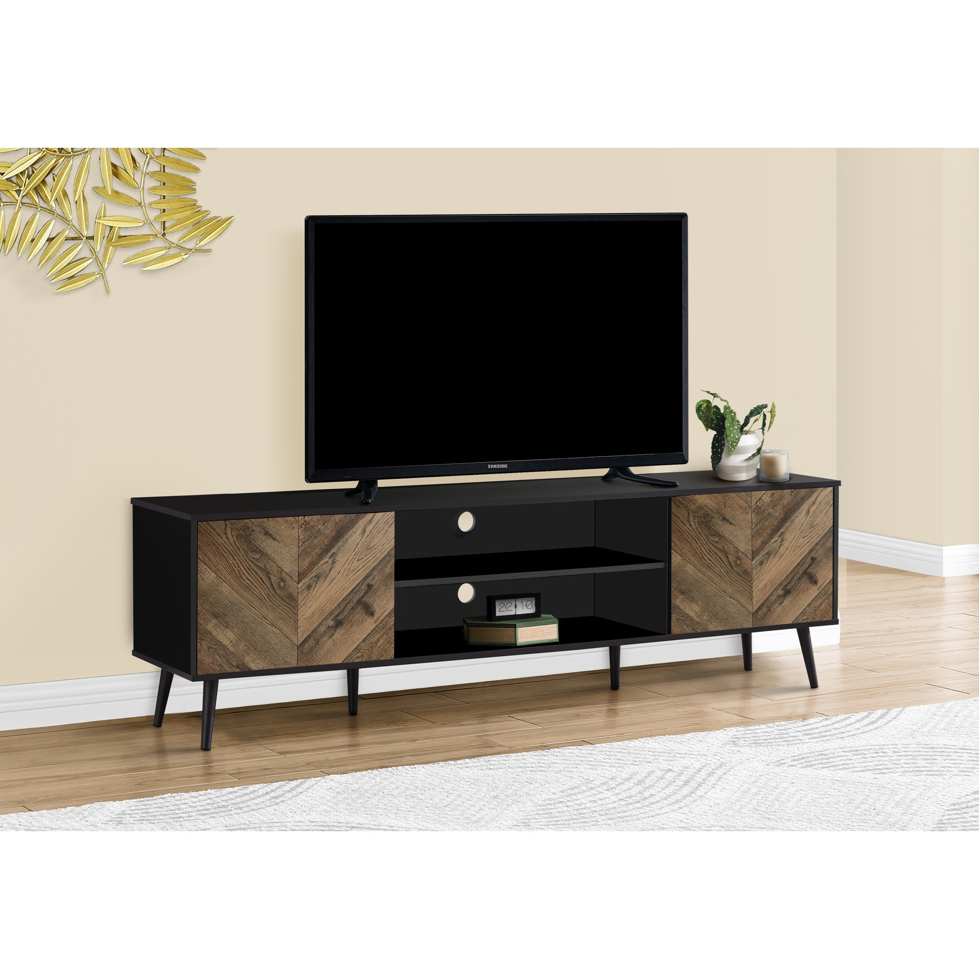 George Oliver Elegant Two-Tone Media Console with Wood Legs | Wayfair