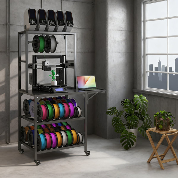 NVAMAA Mobile 3D Printer Stand With Wheels, Heavy-Duty 2-Tier Filament ...