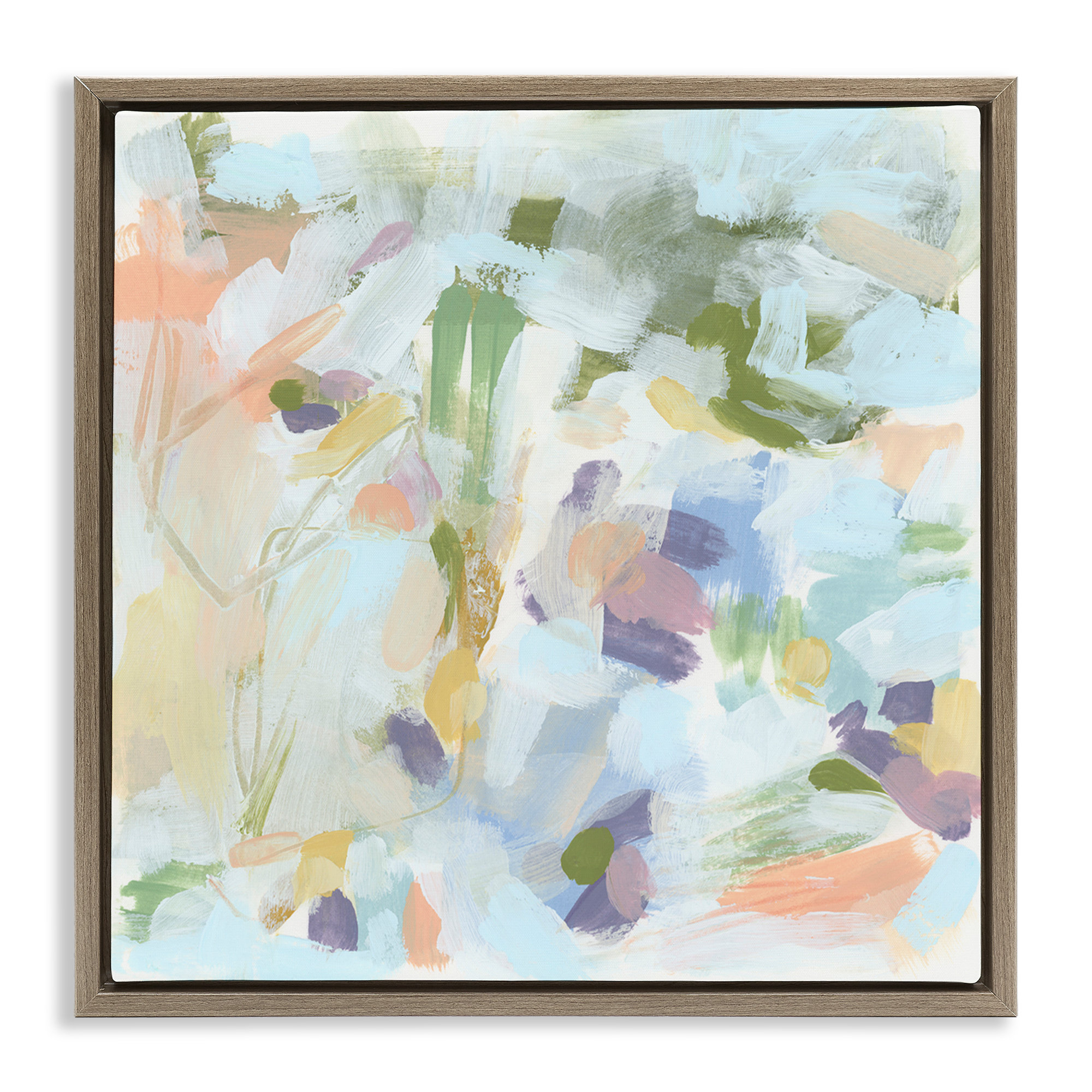 Latitude Run® Chaotic Pastel Impression Framed Floater Canvas Wall Art ...