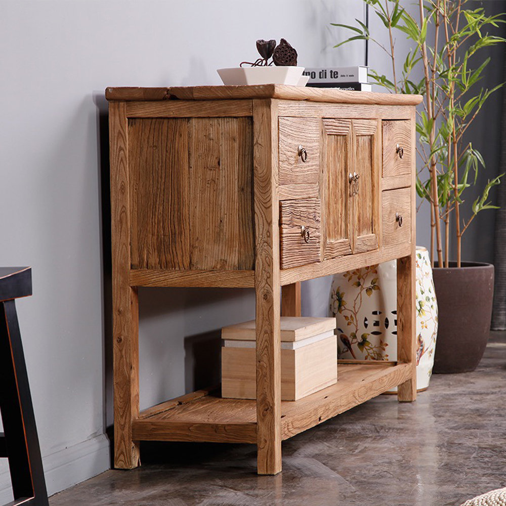 Wu's StylishVault Solid Old Elm Wood Console Cabinet | Wayfair