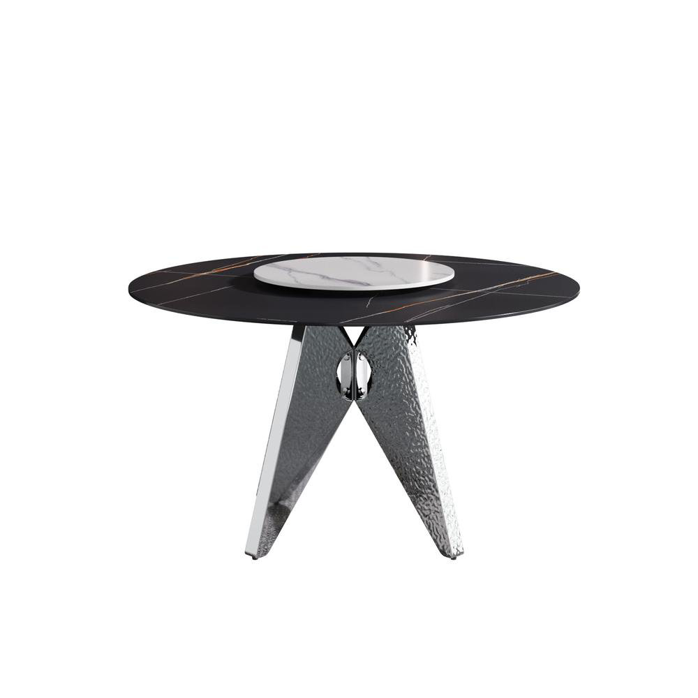 Hokku Designs 53'' Round Design Artificial Marble Top Dining Table With ...