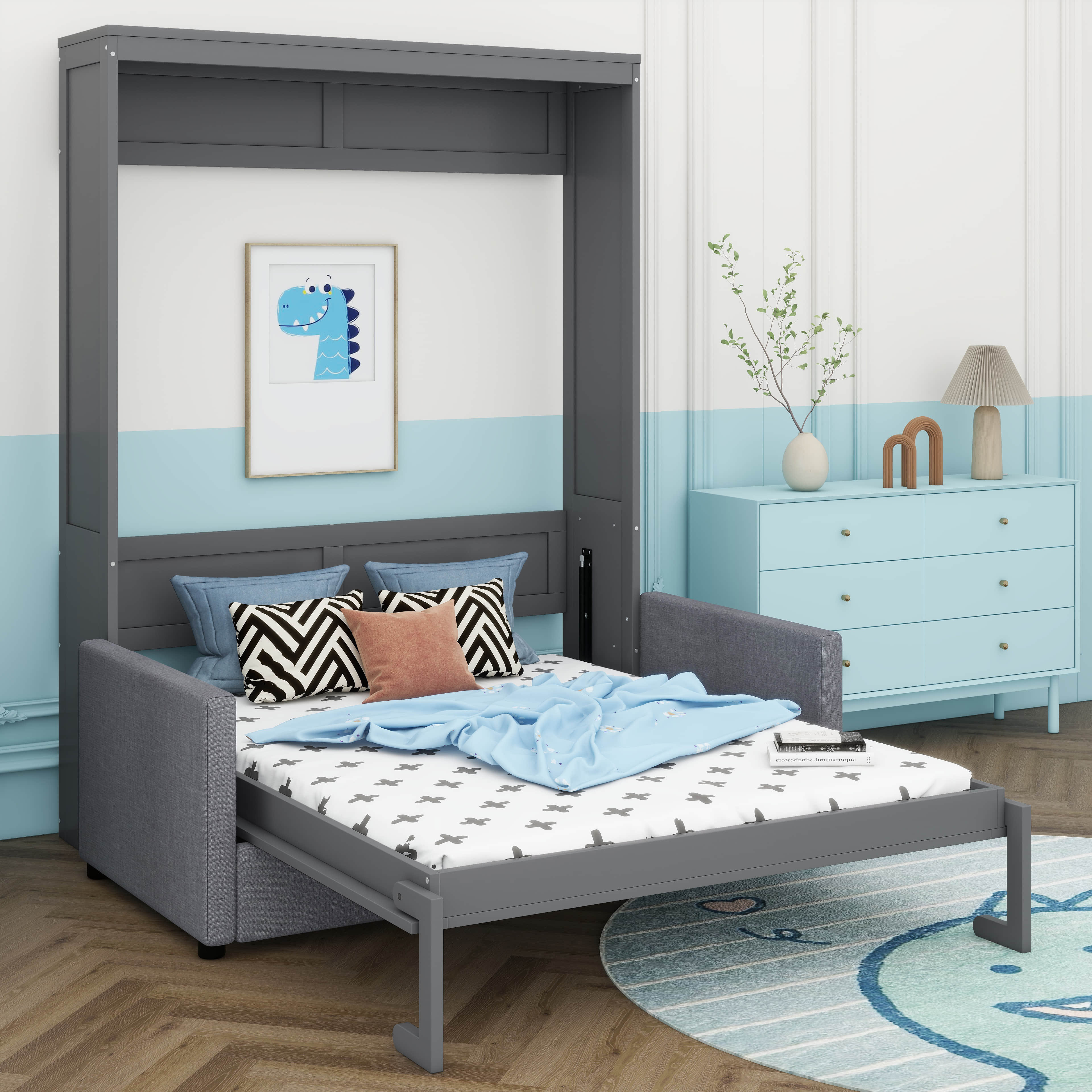 Red Barrel Studio® Queen-Size Wall-Mounted Murphy Bed With Plush ...