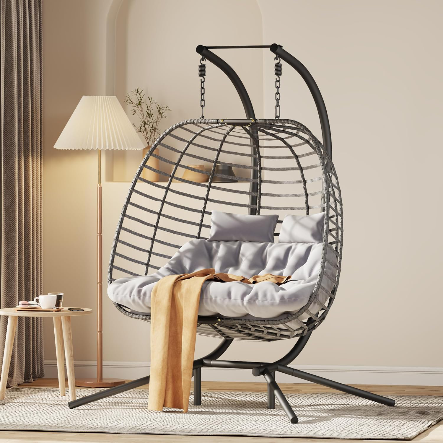 Dakota Fields Double Hanging Egg Chair wth Stand, Patio Hammock Swing ...