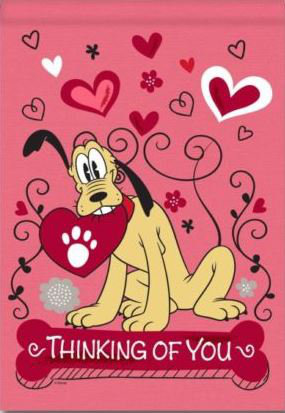 Back Yard Glory Disney Pluto Thinking of You Valentines Day Garden Flag ...