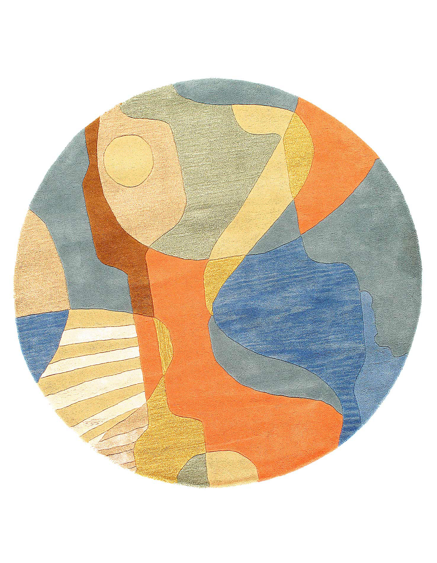 Pasargad NY Fine Hand Tufted Abstract Round rug 5' in Malibu/Pumpkin ...