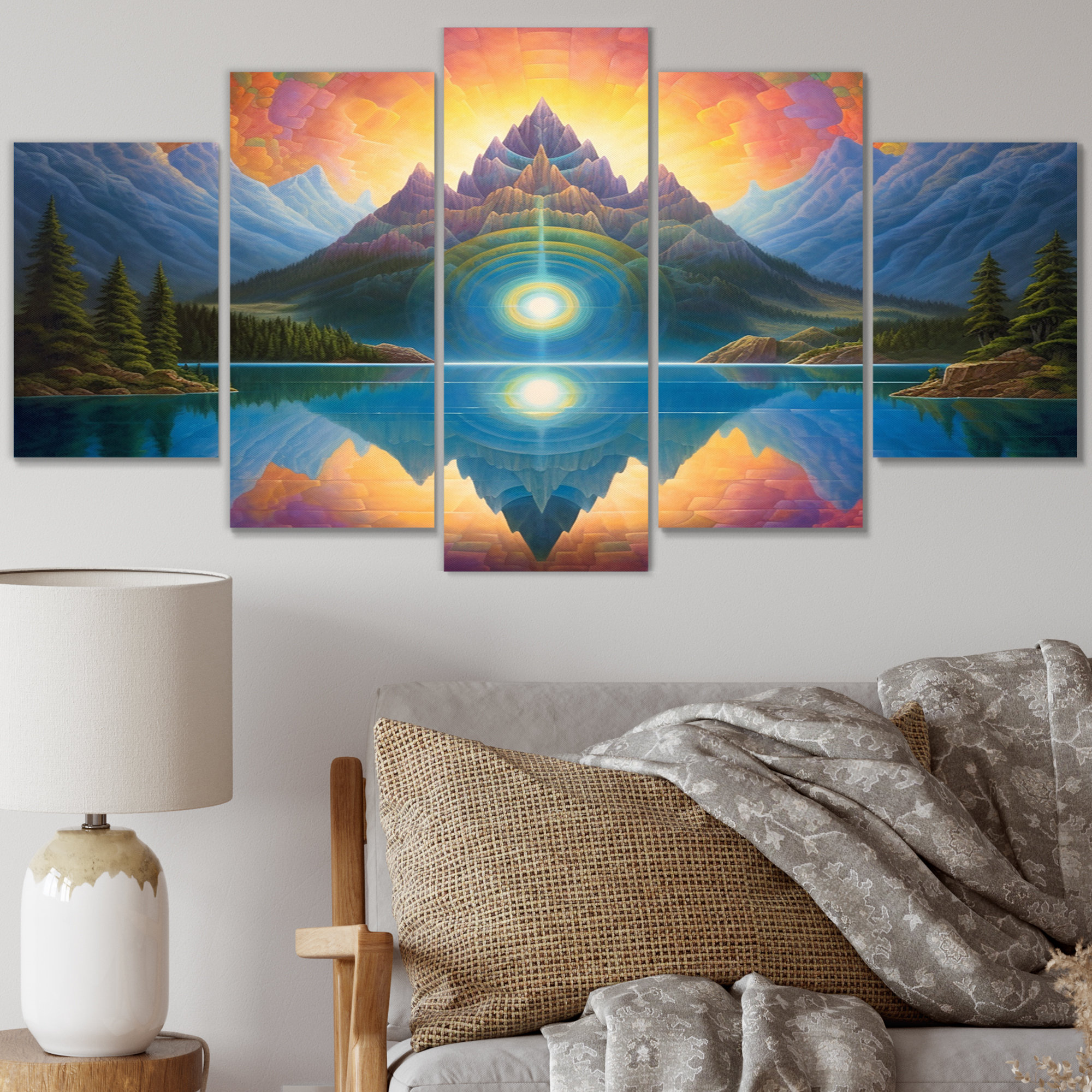 Millwood Pines Consciousness Of The Mountains Rainbow - Landscape Mountains Canvas Wall Art - 5 ...
