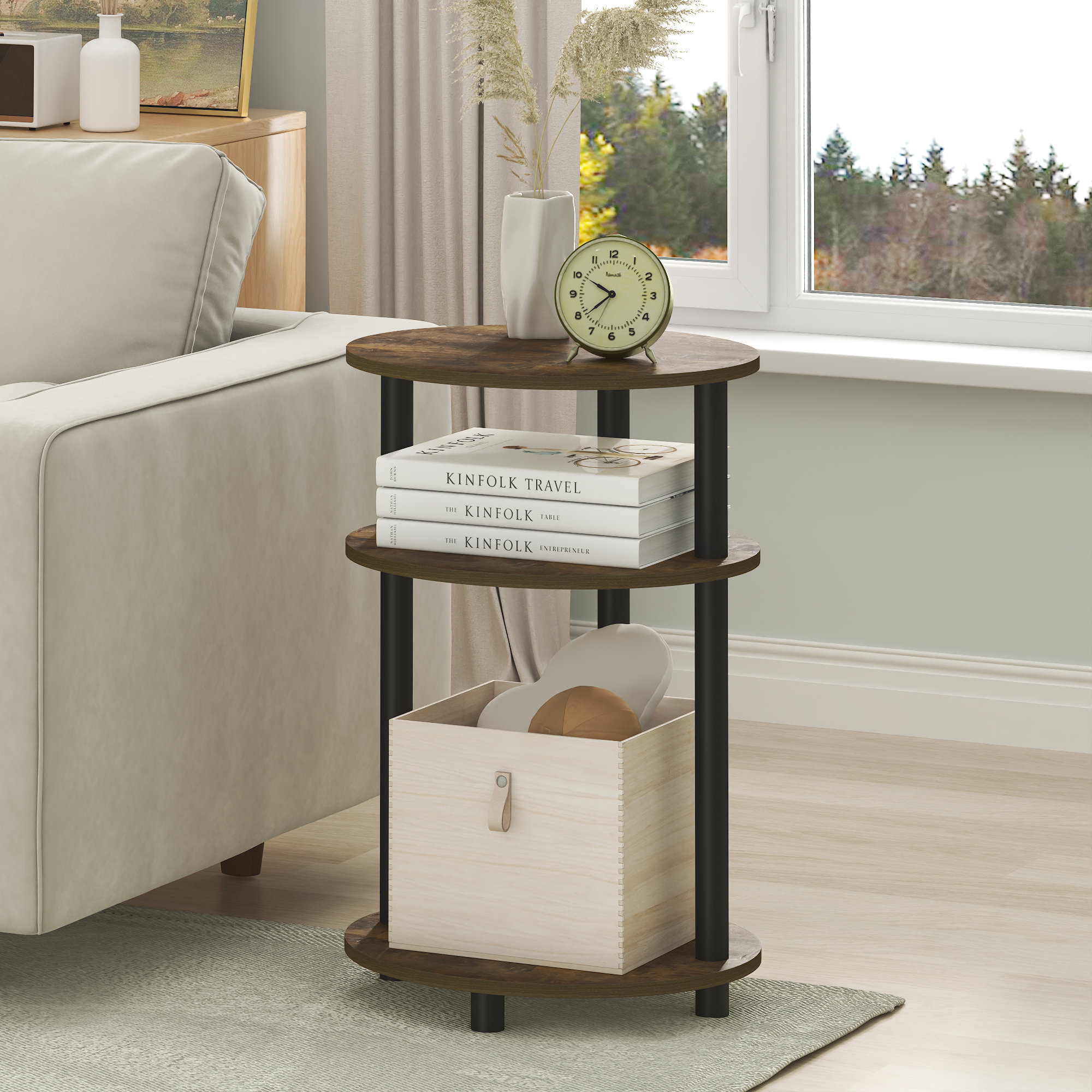 17 Stories TURN-N-TUBE Side Table, 3-Tier Oval End Table, Night Stand ...