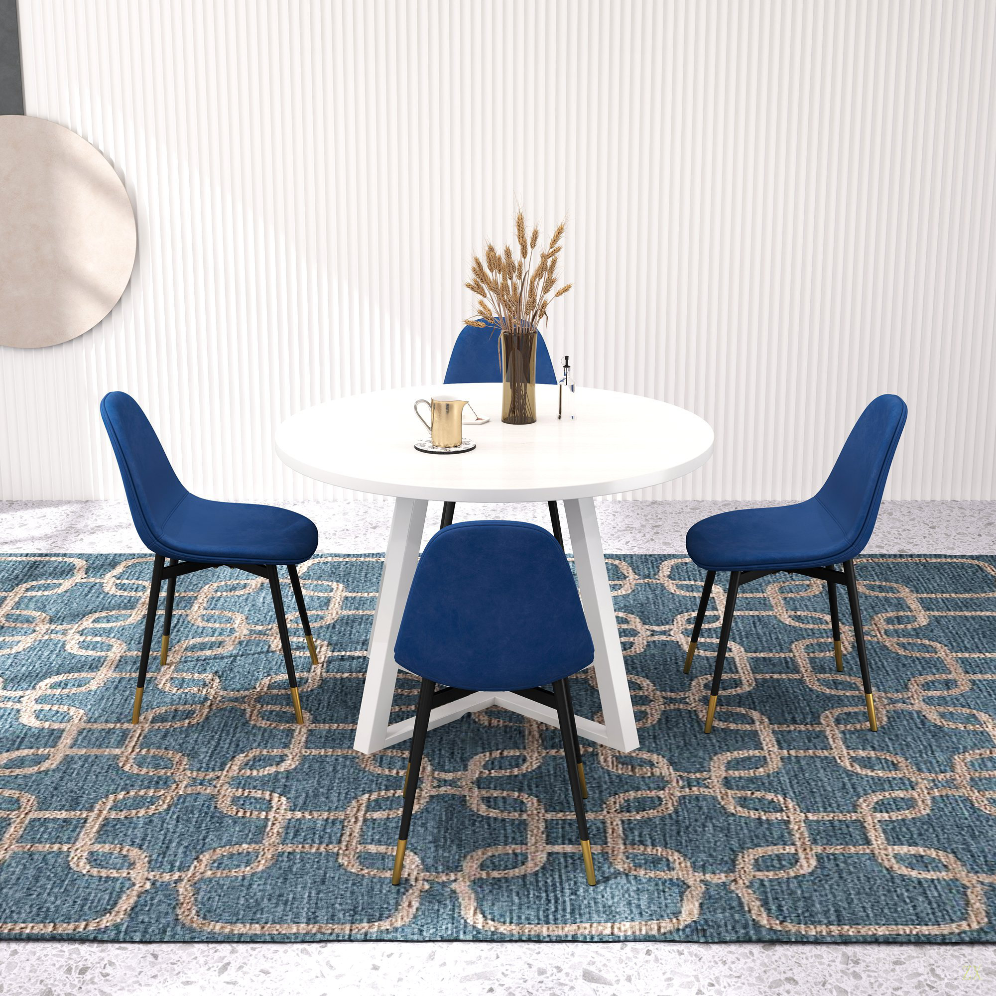Latitude Run® 5-Piece Round Dining Set, Trestle Round Table With 4 ...