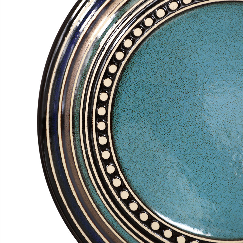 Gibson Elite Café Versailles 16 Piece Double Bowl Dinnerware Set - Blue ...