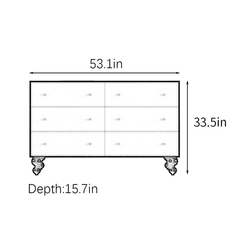 Liu's ink furniture 53.1in Six-drawer Sideboard Cabinet | Wayfair