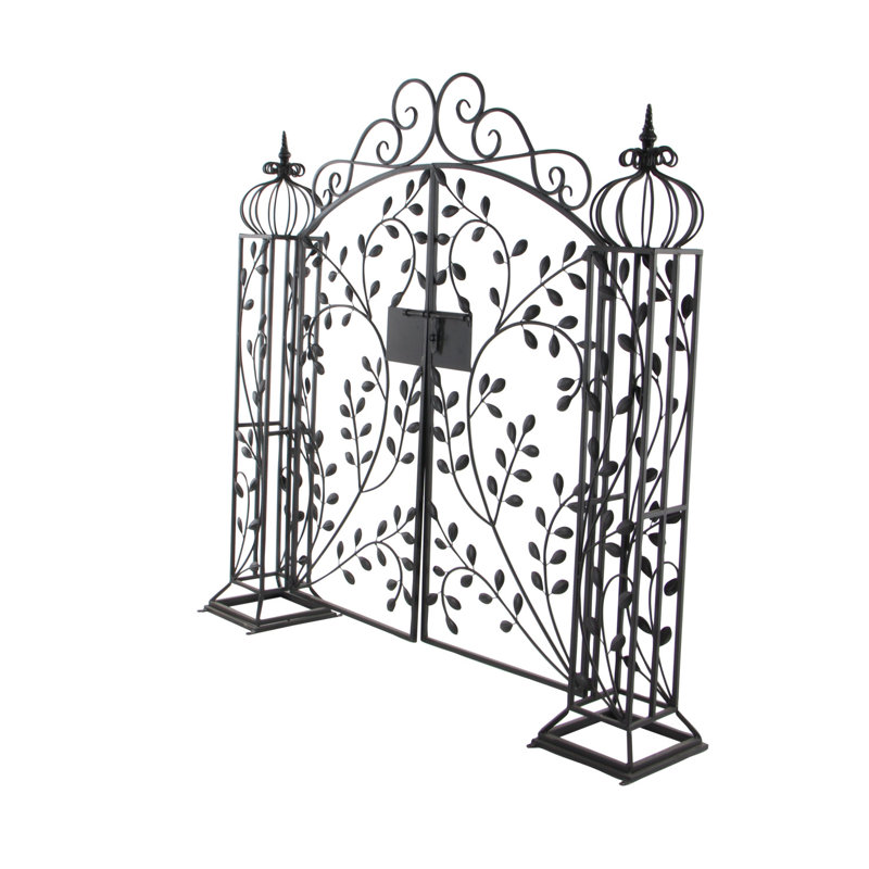 Astoria Grand Verduzco Metal Indoor Outdoor Scrollwork Arched Gate ...