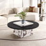 Ivy Bronx 35.43" Round Solid Wood Coffee Table, with Glossy Square Faux ...