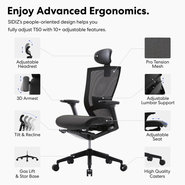 SIDIZ T50 Ergonomic Office Chair : High Performance Home Office Chair ...