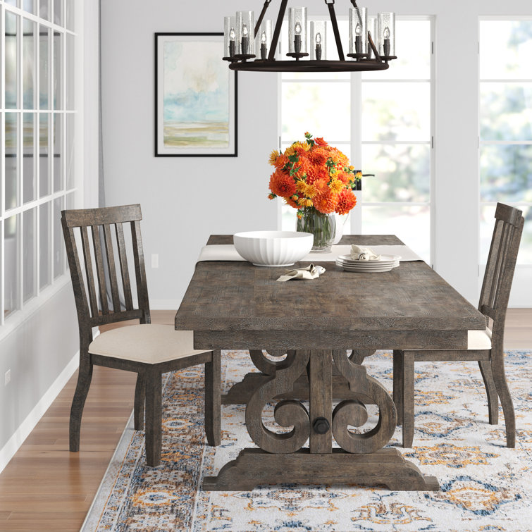 Canora Grey Kalysia 3 - Piece Extendable Solid Wood Trestle Dining Set ...