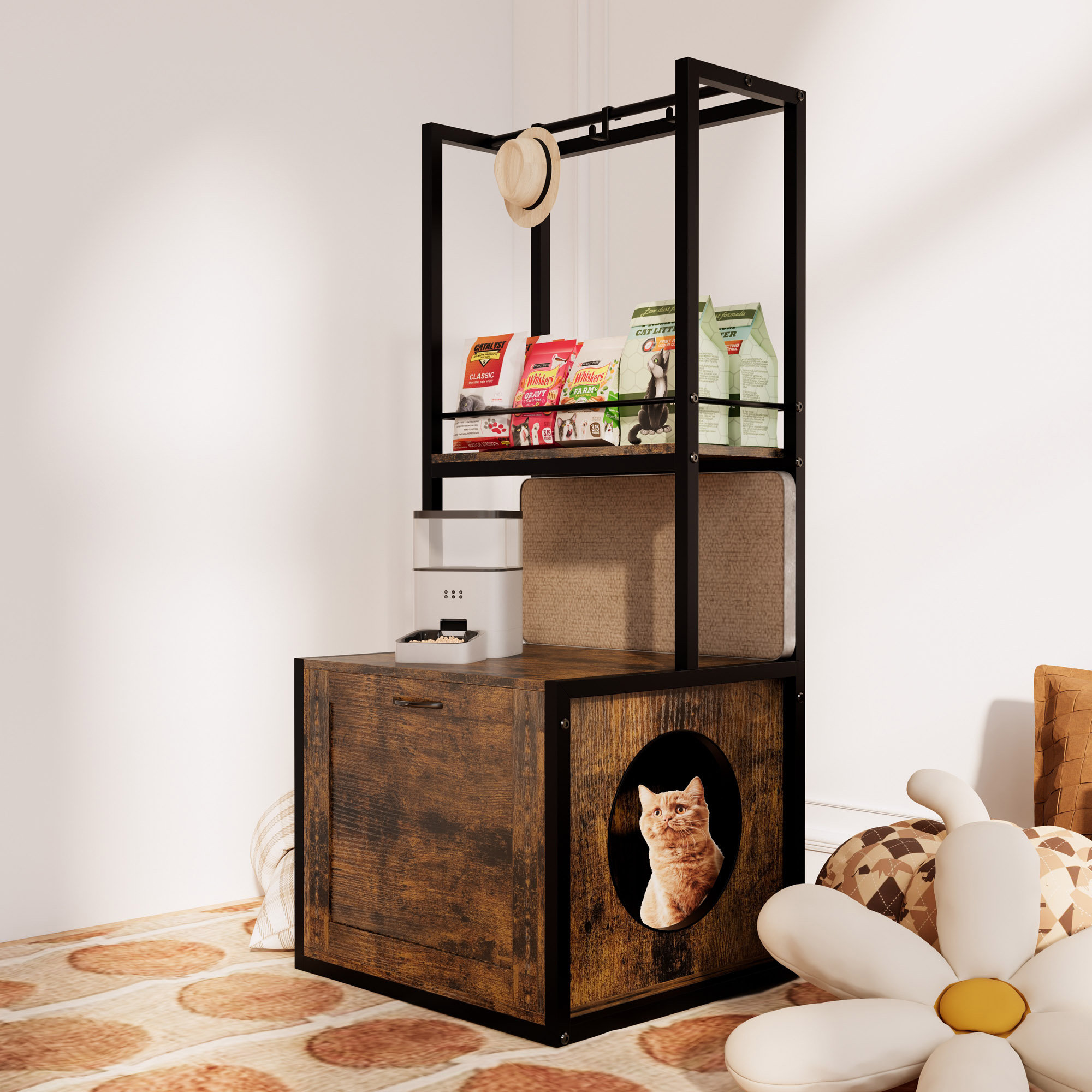 Tucker Murphy Pet™ Refined Litter Box Enclosure With Storage Shelves ...