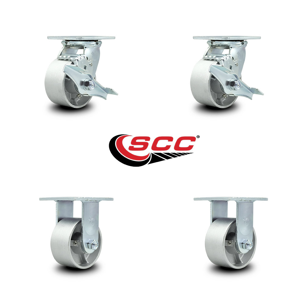 Service Caster 4 Piece Semi Steel Caster Set with Roller Bearings 2 ...