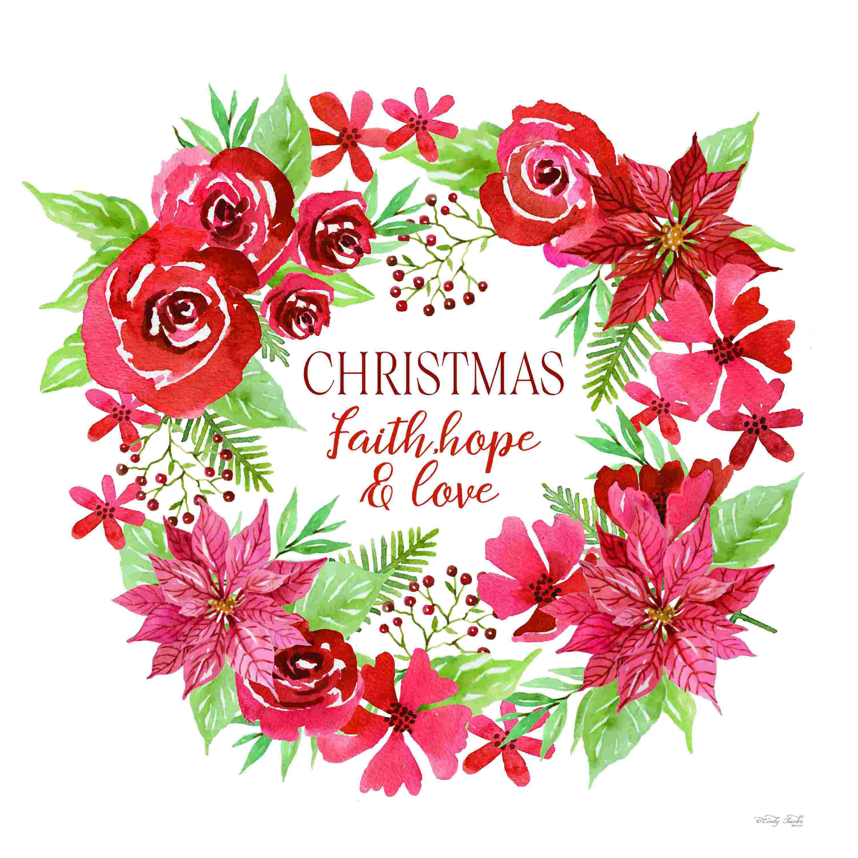 The Holiday Aisle® 2883038 Christmas Faith Hope and Love Wreath | Wayfair