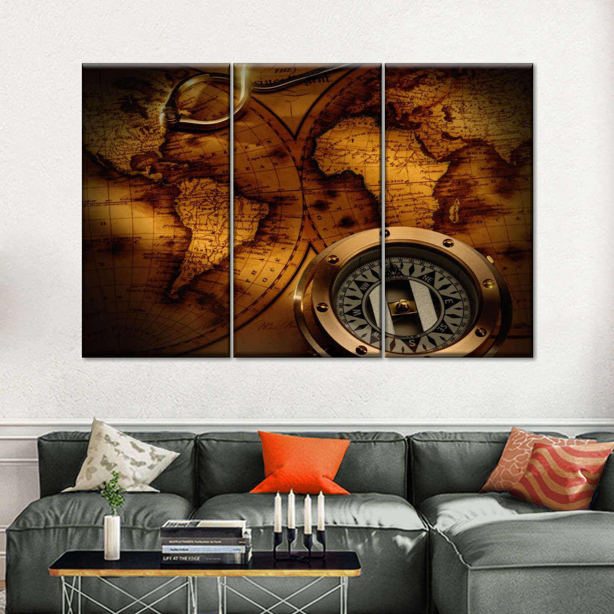 Elephant Stock Vintage Maps On Canvas 3 Pieces Set | Wayfair
