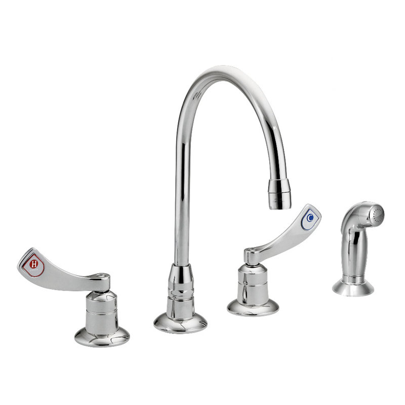 Moen M-Dura Double Handle Kitchen Faucet with Side Spray & Reviews ...