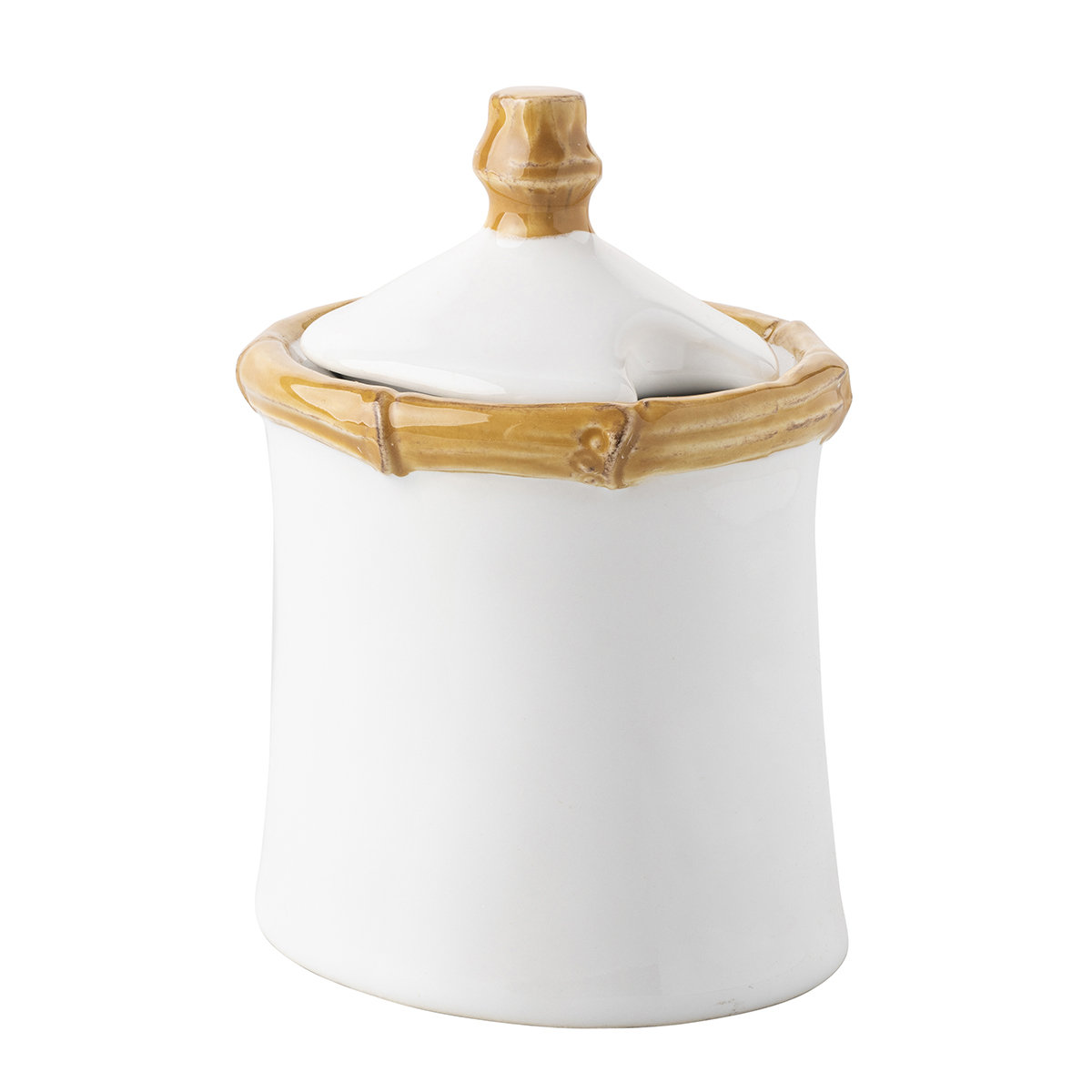 Juliska Bamboo Sugar Bowl with Lid - Natural/White | Wayfair