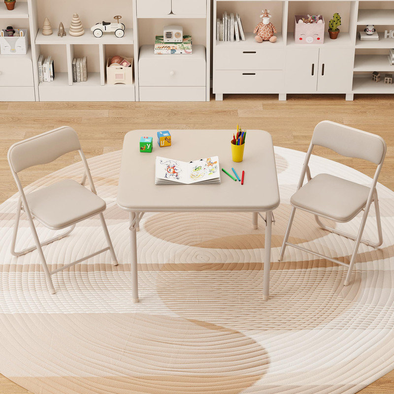 GarveeHome Folding Table and Chairs Set of 3, Portable Table and Chair ...