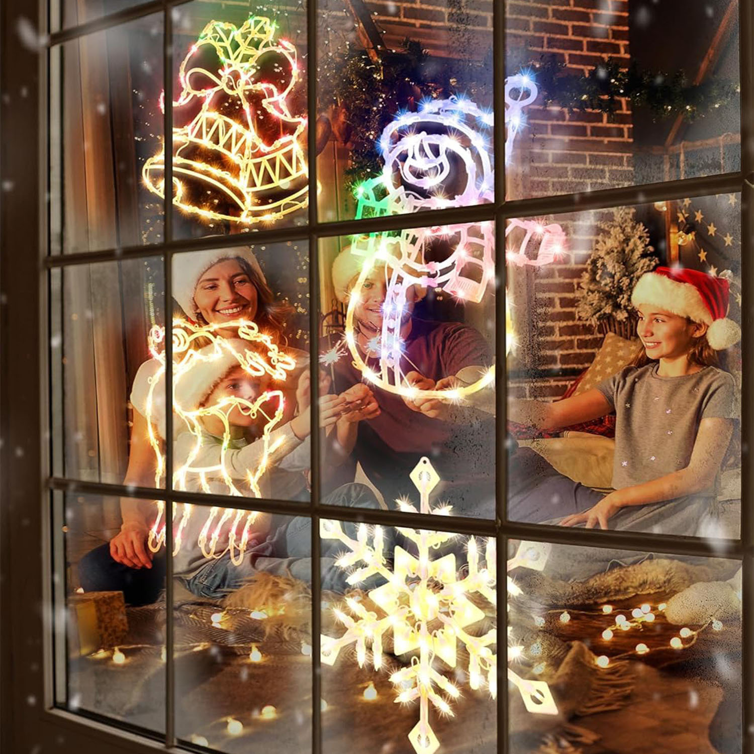 The Holiday Aisle® 4 Pack Christmas Window Silhouette Lights ...