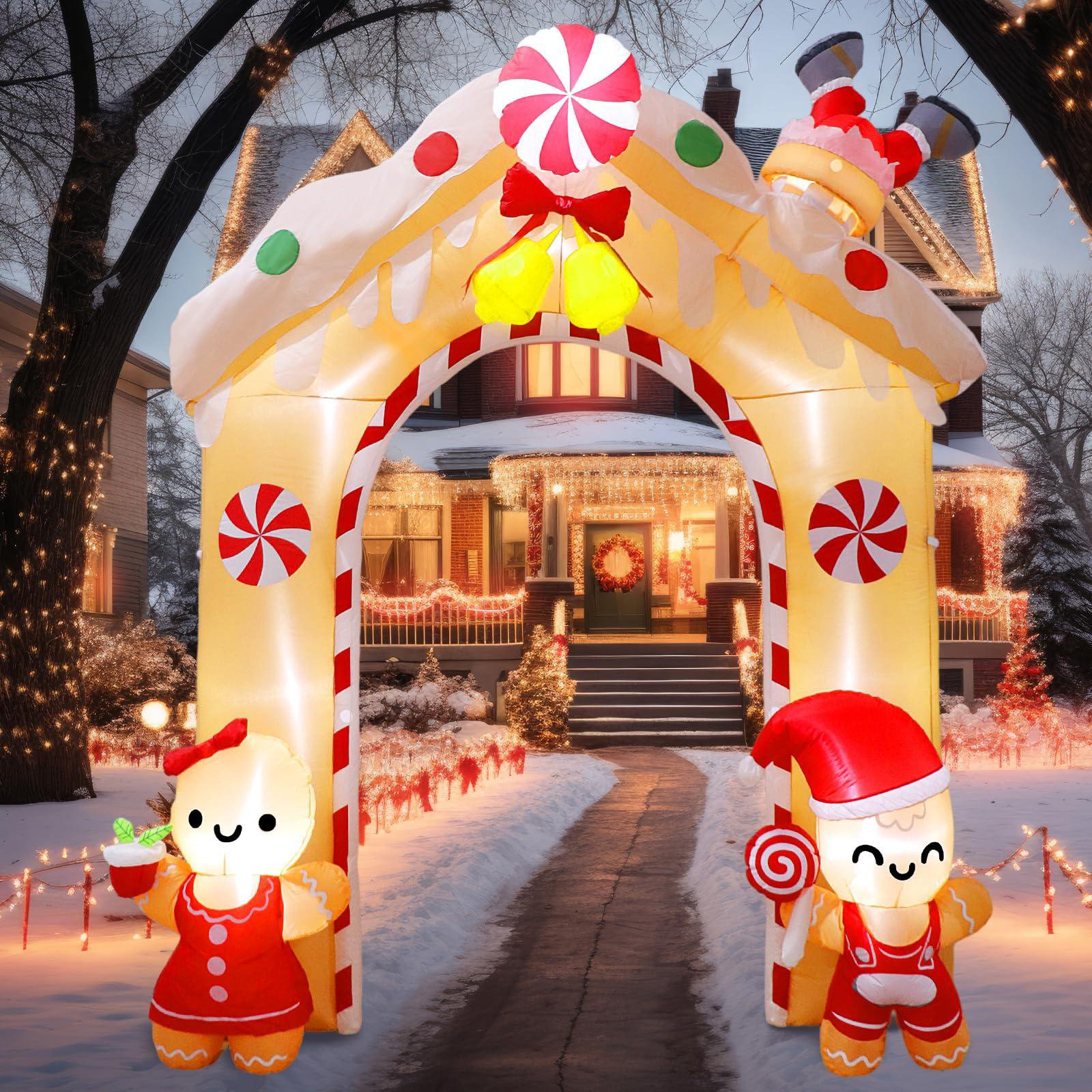 The Holiday Aisle® 10FT Gingerbread Man Christmas Archway Inflatable ...