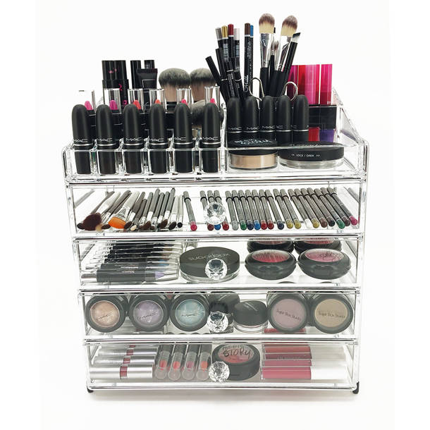 The Holiday Aisle® Stillwater Acrylic 2 Compartment Makeup Organizer ...