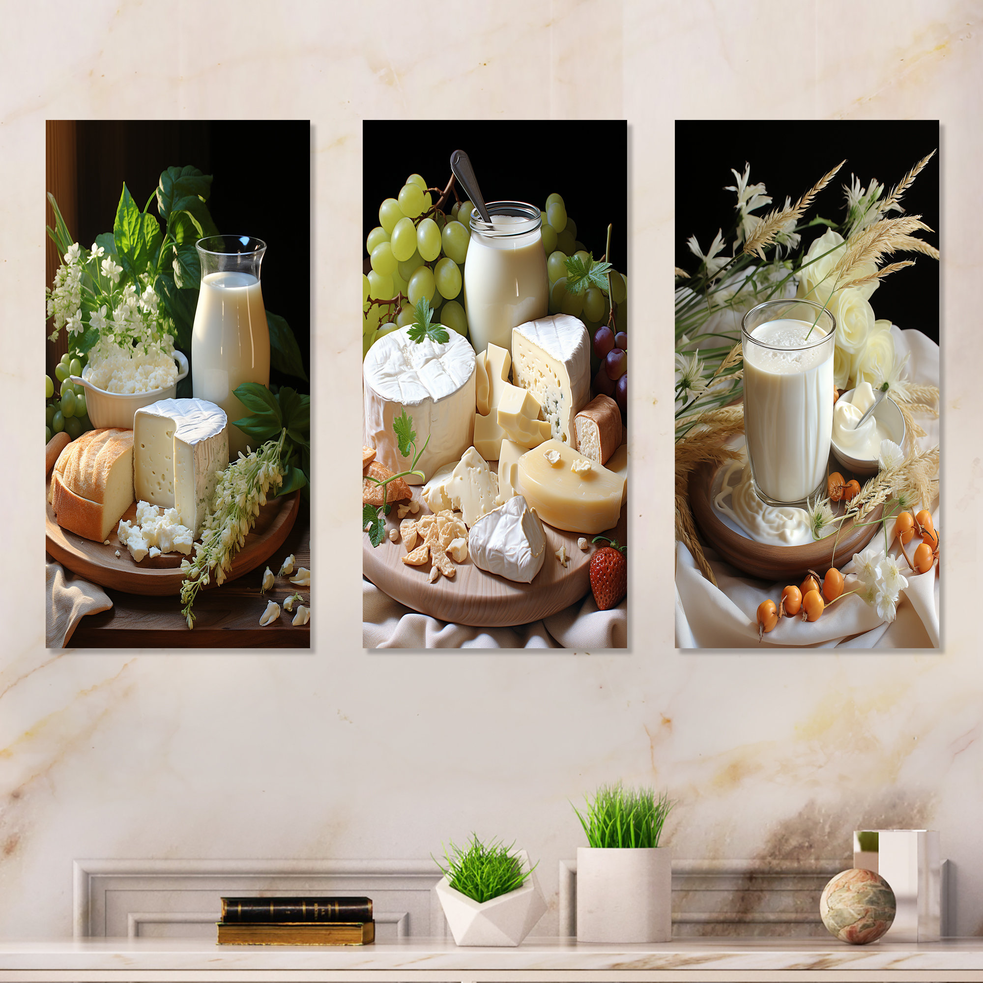Latitude Run® Milk And Cheese Creamy Serenity - Dairy Wall Art Living ...