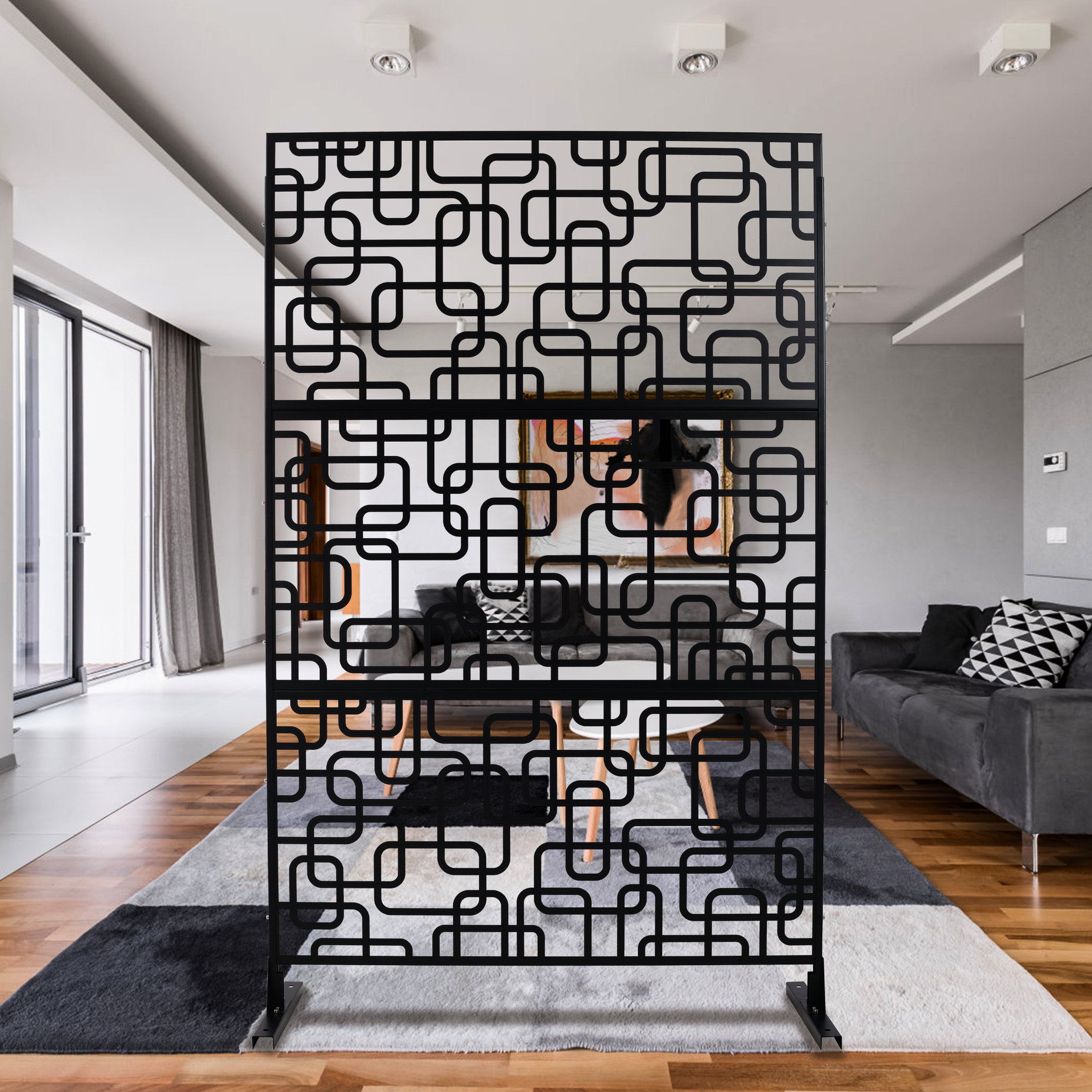 Kivaritio 76" H48" W Metal Privacy Screen - Decorative & Functional ...