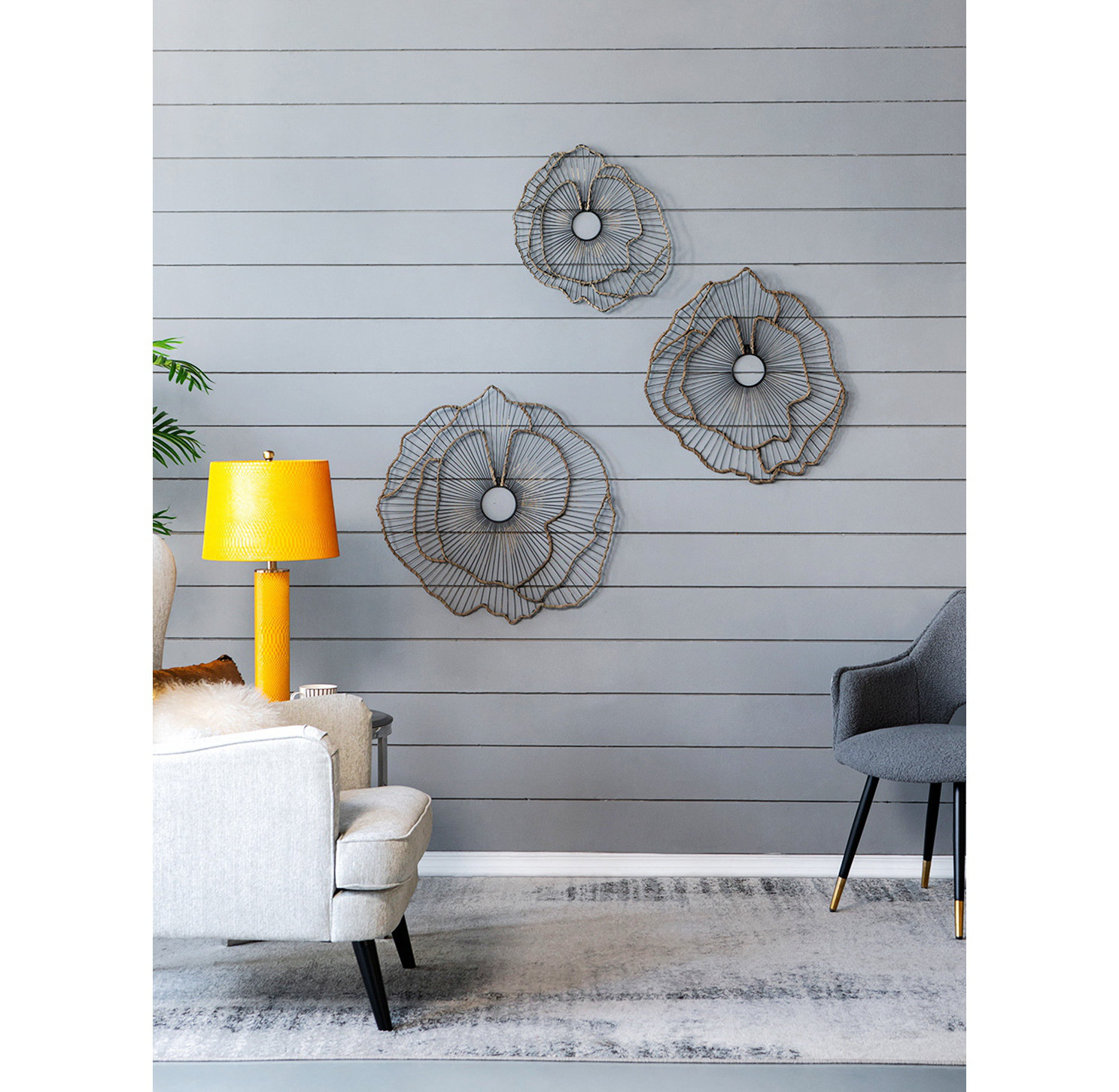 HMLIFE Set Of 3 Flowers Wall Decor, Transitional Wall Floral Sculpture ...