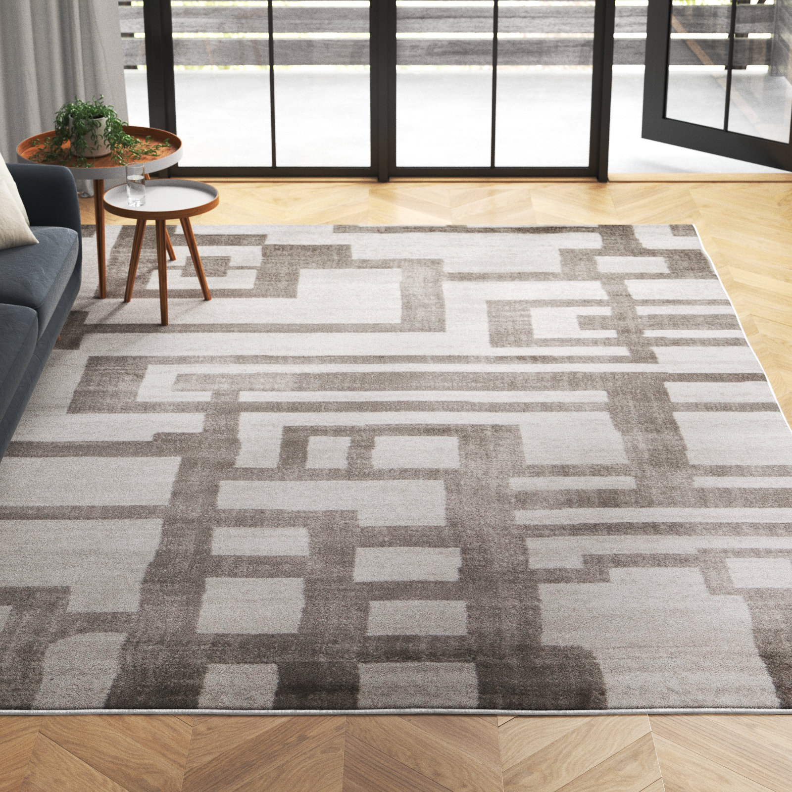 Wade Logan Tapis géométrique beige / gris en polypropylène Auddis et Commentaires - Wayfair Canada